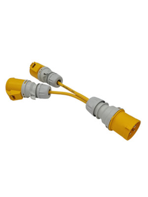 HDIUK 110V 2-Way Site Splitter, Yellow CEE Power Plug to 2 x CEE ...