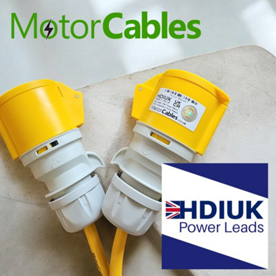 HDIUK 110V 2-Way Site Splitter, Yellow CEE Power Plug to 2 x CEE ...