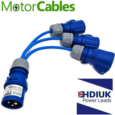 HDIUK - 16 Amp 3-Way 230V Power Distribution Splitter 3 x 15 Metres