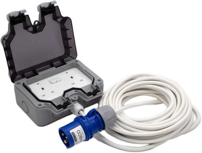 HDIUK - 16 Amp CEE Plug to Twin UK 3-Pin Sockets With IP66 socket ...