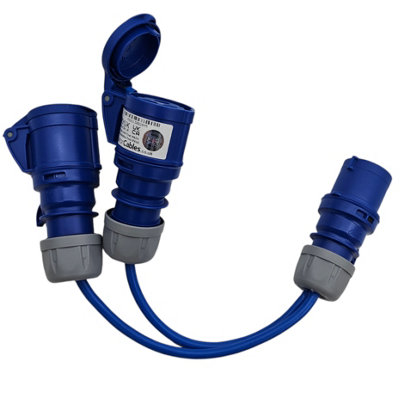 HDIUK - 16 Amp Two-Way 230V Power Distribution Fly Lead Splitter