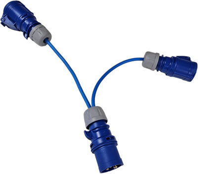 HDIUK - 16 Amp Two-Way 230V Power Distribution Fly Lead Splitter