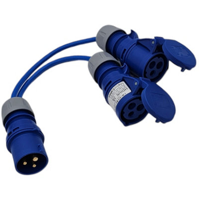 HDIUK - 16 Amp Two-Way 230V Power Distribution Fly Lead Splitter