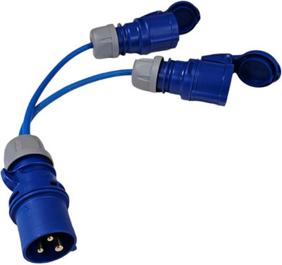 HDIUK - 16 Amp Two-Way 230V Power Distribution Fly Lead Splitter