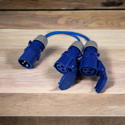 HDIUK - 16 Amp Two-Way 230V Power Distribution Fly Lead Splitter