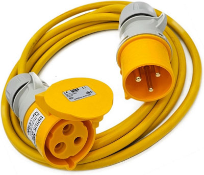 HDIUK - 20 Metres 110 volt 32 amp Yellow 4mm2 Hookup Extension Lead UK Made