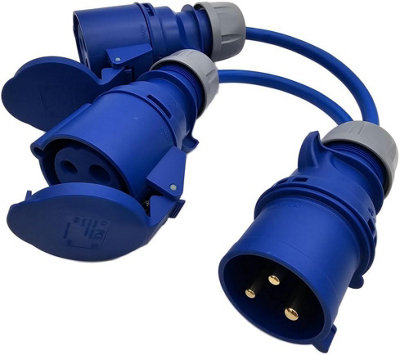 HDIUK - 32 Amp Two-Way 230V Power Distribution Fly Lead Splitter