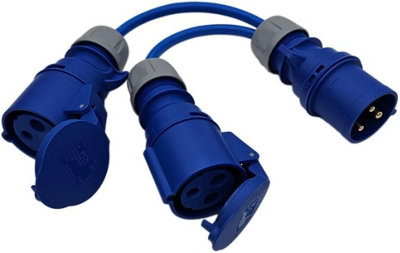 HDIUK - 32 Amp Two-Way 230V Power Distribution Fly Lead Splitter