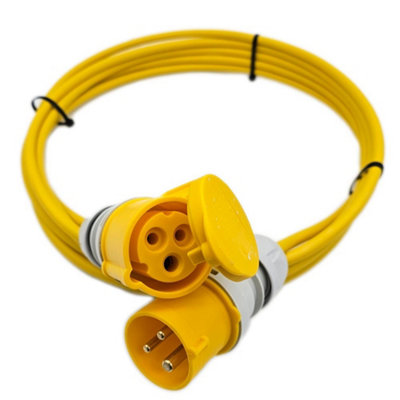 HDIUK - 5 Metres 110 volt 32 amp Yellow 4mm2 Hookup Extension Lead UK Made