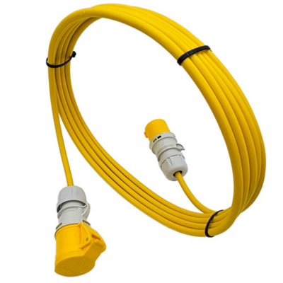 HDIUK - 5 Metres 110 volt 32 amp Yellow 4mm2 Hookup Extension Lead UK Made