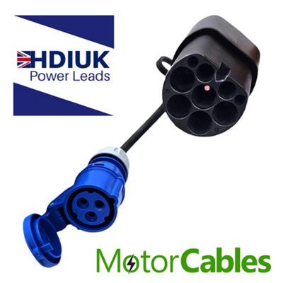 HDIUK EV Type-2 Plug to CEE 16 Amp Connector Fly Lead Power Converter ...