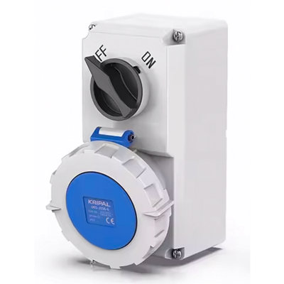 HDIUK - Locking Outdoor Mains Power Socket Blue 230 Volts 3-Pin 32 Amps CEE