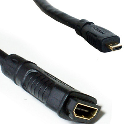 HDMI Micro D Male to Standard Type A Female Extension Cable Adapter ...