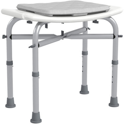 HDPE panel shower stool with removable seat, white