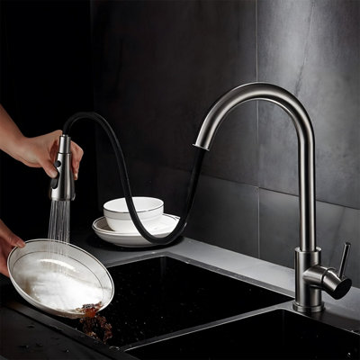 Heable Single Handle High Arc Pull Down Kitchen Sink Mixer Tap With ...