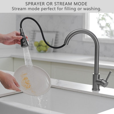 Heable Single Handle High Arc Pull Down Kitchen Sink Mixer Tap With ...
