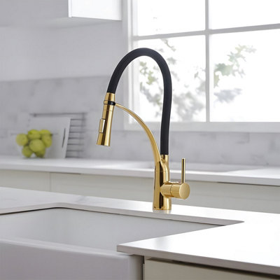 Heable Single Lever Kitchen Sink Mixer Tap With Pull Down Sprayer Gold ...