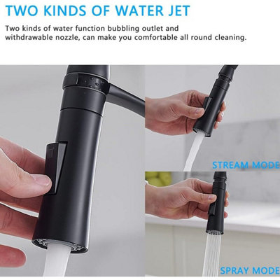 Heable Single Lever Kitchen Sink Mixer Tap With Pull Down Sprayer Matte ...