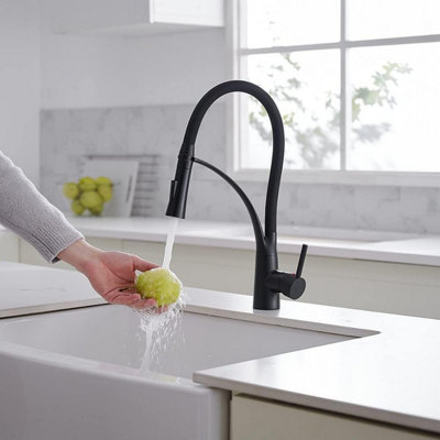 Heable Single Lever Kitchen Sink Mixer Tap With Pull Down Sprayer Matte ...