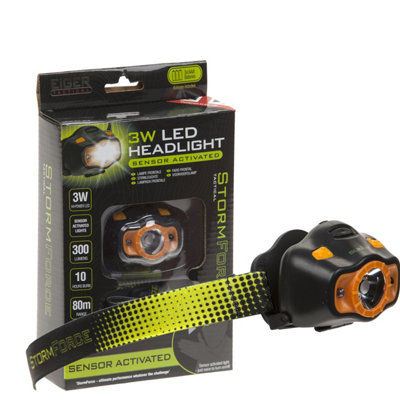 Headlight 3W Sensor Activated Head Torch USB Motion Activated 50m Range ...