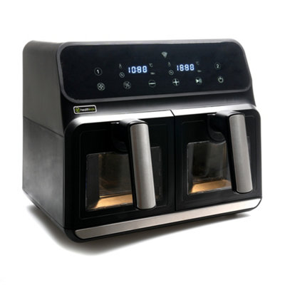 Health Kick 8ltr Digi-Touch Dual Zone Windowed Air Fryer Black