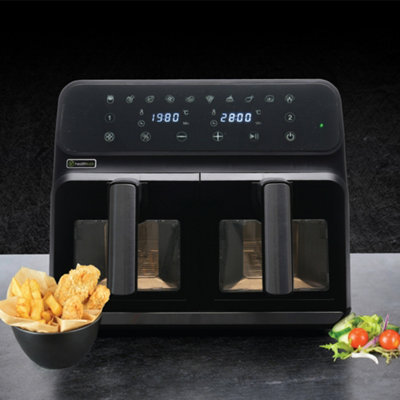 Health Kick 8ltr Digi-Touch Dual Zone Windowed Air Fryer Black