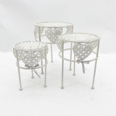 Heart Design Table - Set of 3 - Metal - L25 x W25 x H40 cm | DIY at B&Q