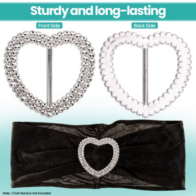 Heart Shape Silver Slider Buckle with Sparkling Rhinestone for Chair ...