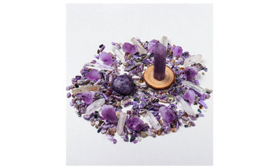 Heart-shaped natural crystal stone column purple