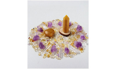 Heart-shaped natural crystal stone column yellow