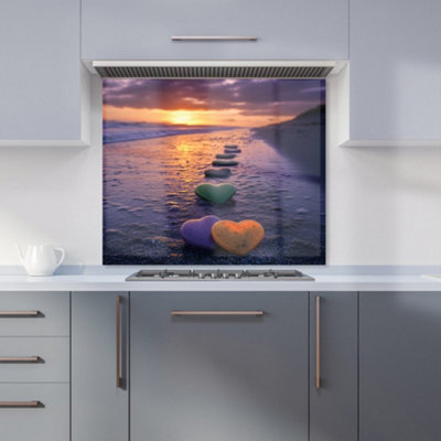 Heartstones at Sunset Premium Glass Kitchen Splashback W600mm x H750mm