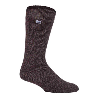 Heat Holders - Mens Long Merino Wool Thermal Socks 6-11 Brown