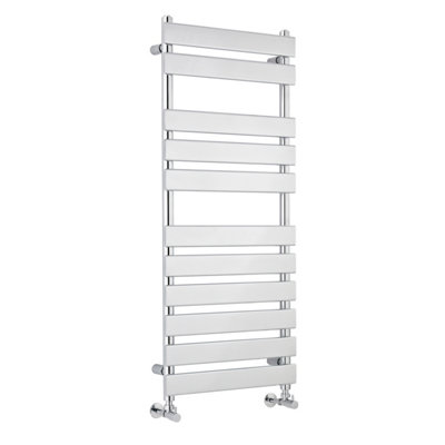 Heated Towel Rail with 11 Flat Panels - 1058 BTU - 1200mm x 500mm - Chrome
