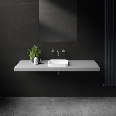 Heath Stone Square Inset Basin 370 - Matt White