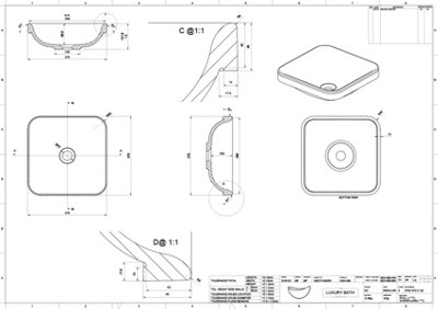 Heath Stone Square Inset Basin 370 - Matt White