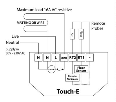 Heatmiser Touch-E Programmable Touchscreen Thermostat for Electric ...