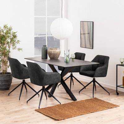 Heaven Dining Table in Ceramic Black Top (L) 160cm Seats up to 6