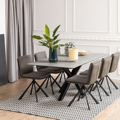 HEAVEN DINING TABLE WITH CERAMIC GREY TOP (L) 200CM SEATS UP TO 6