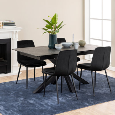 Heaven Extendable Dining Table with Ceramic Black Top (L) 210cm Seats ...