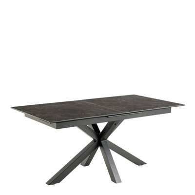 Heaven Extendable Dining Table with Ceramic Black Top (L) 210cm Seats ...