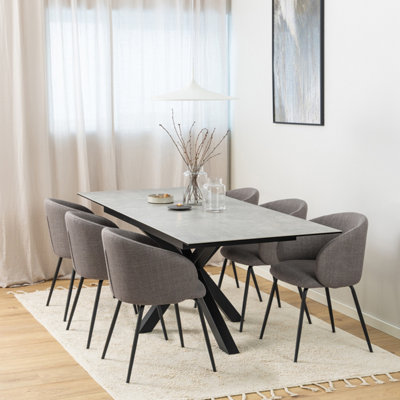 Heaven Extendable Dining Table with Ceramic Grey Top (L) 210cm Seats up ...