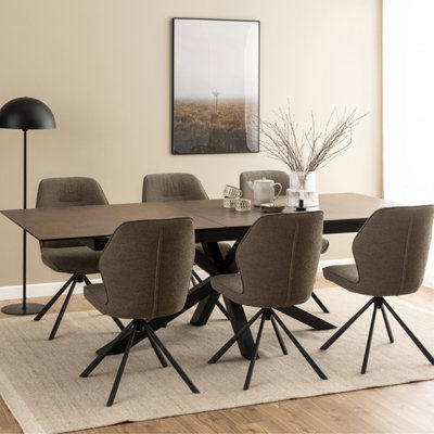 Heaven Extendable Dining Table with Ceramic Rusty Brown (L) 240cm Seats ...
