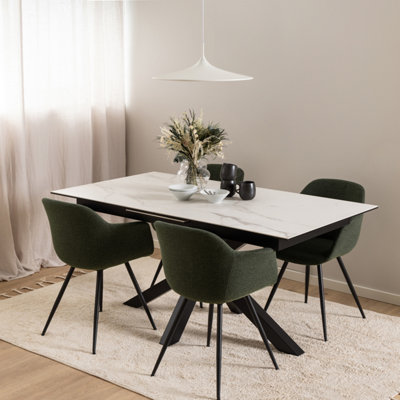 Heaven Extendable Dining Table with Ceramic White Top (L) 210cm Seats ...