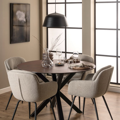 Heaven Round Dining Table with Ceramic Rusty Brown Top (L) 119cm Seats ...