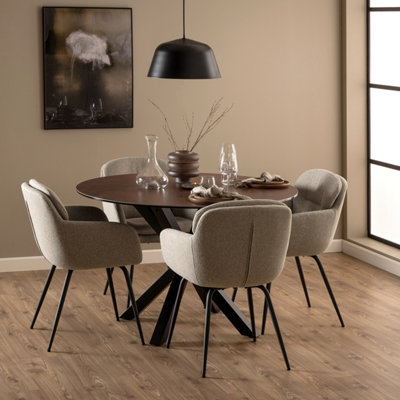Heaven Round Dining Table with Ceramic Rusty Brown Top (L) 119cm Seats ...