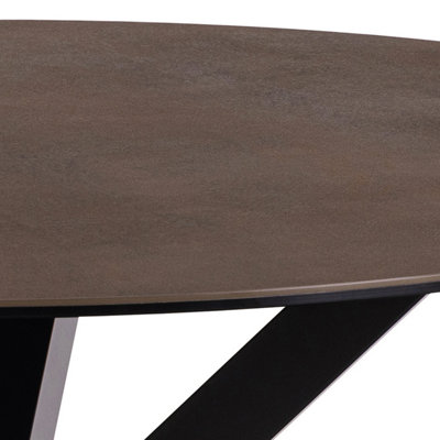 Heaven Round Dining Table with Ceramic Rusty Brown Top (L) 119cm Seats ...