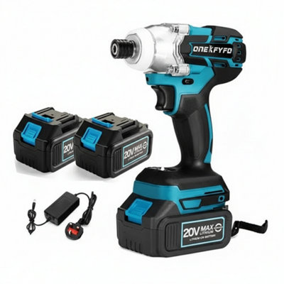 Heavy Duty 1000Nm 1/2 Cordless Impact Wrench Gun with 2 Batteries