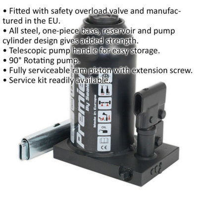Heavy-Duty 15 Tonne Steel Bottle Jack with Telescopic Pump Handle and ...
