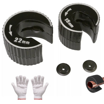 Heavy Duty 15mm & 22mm Copper Pipe Cutter Set, Includes Spare Wheels