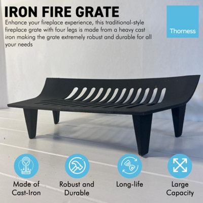 Heavy Duty 16 Inch Grate Conventional Large Cast Iron Sturdy Fireplace ...